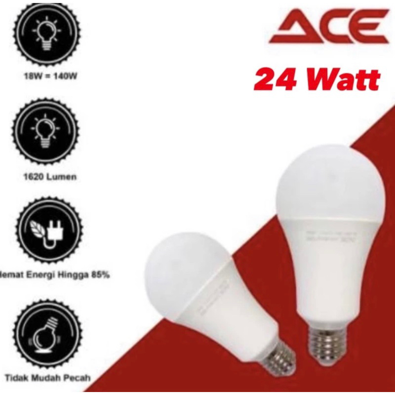 Jual Lampu Led Ace 24w Bohlam 24W 24 watt Putih Hemat Energi 2160 Lumen ...