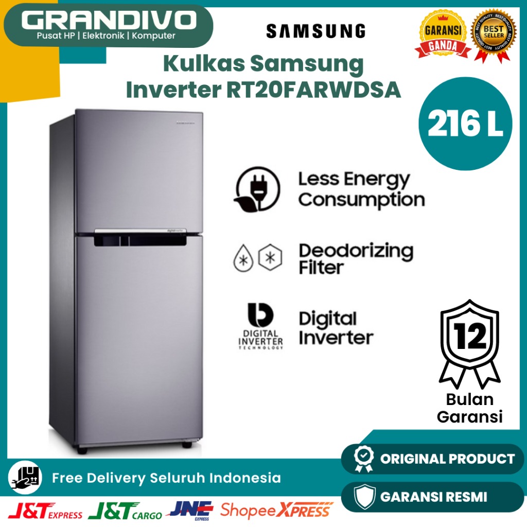 Jual Kulkas Samsung Inverter 2 Pintu 216 Liter Tanpa Bunga Es Multi Air ...