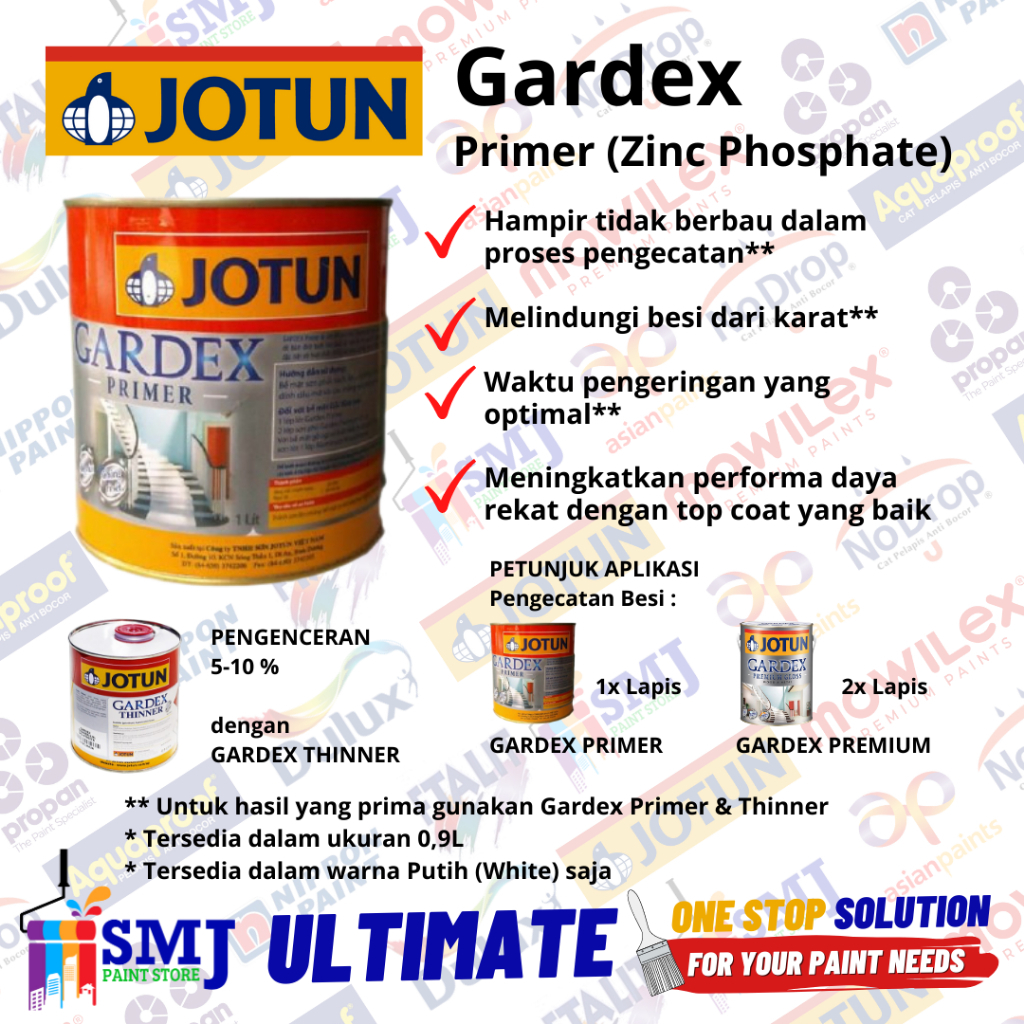 Jual Cat Dasar Kayu & Meni Besi JOTUN GARDEX PRIMER Warna Putih 0.9L (1L) | Shopee Indonesia