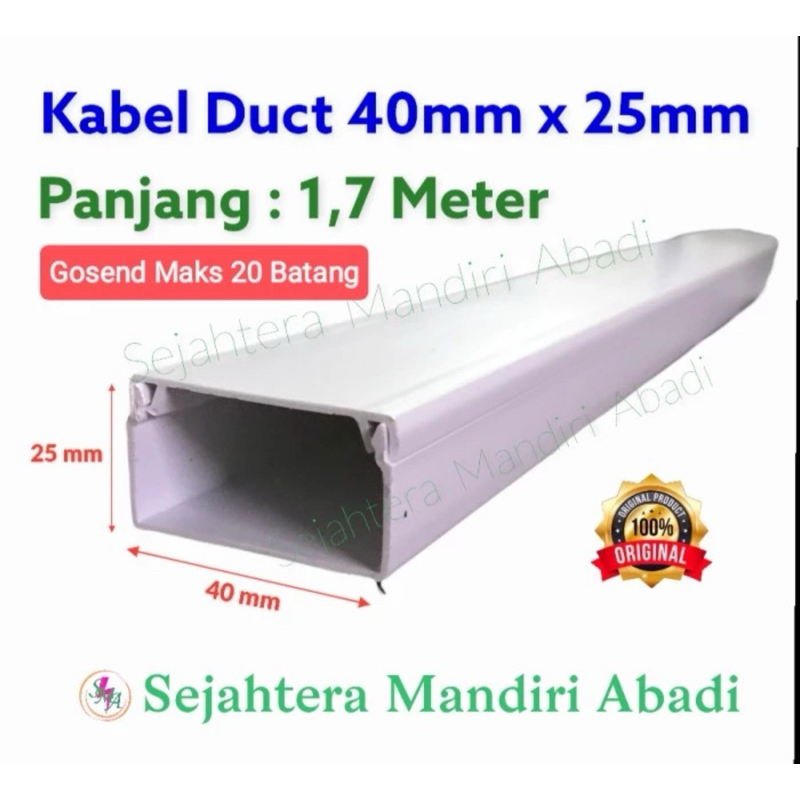 Jual Kabel Dak 40x25 mm Putih 1,7 Meter Putih Tutup Duct Cable | Shopee Indonesia