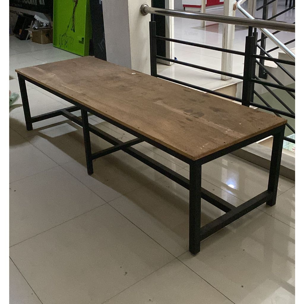 Jual MEJA MAKAN PANJANG BAHAN KAYU RANGKA BESI SERBAGUNA UKURAN 200 X67 ...