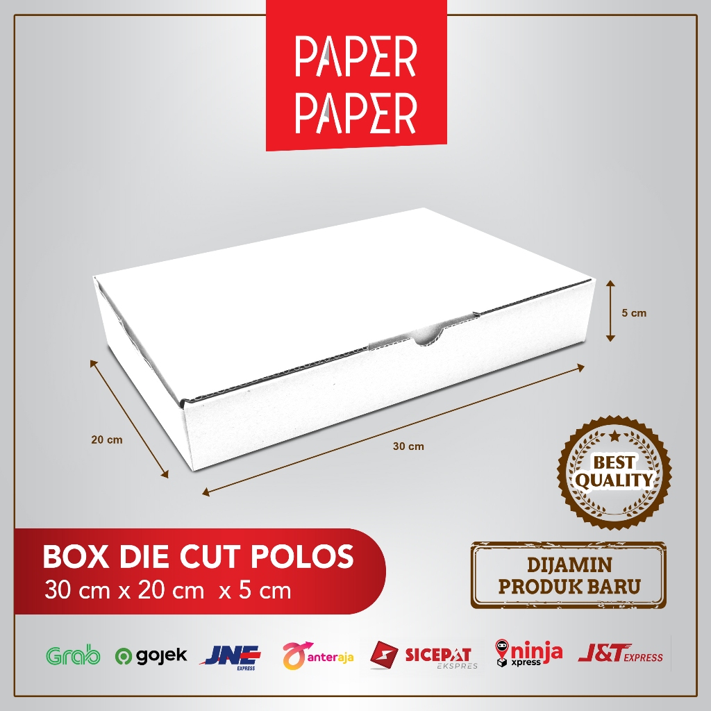Jual Kardus Box Karton Die Cut 30X20X5 (Putih - White) Polos - Baru ...
