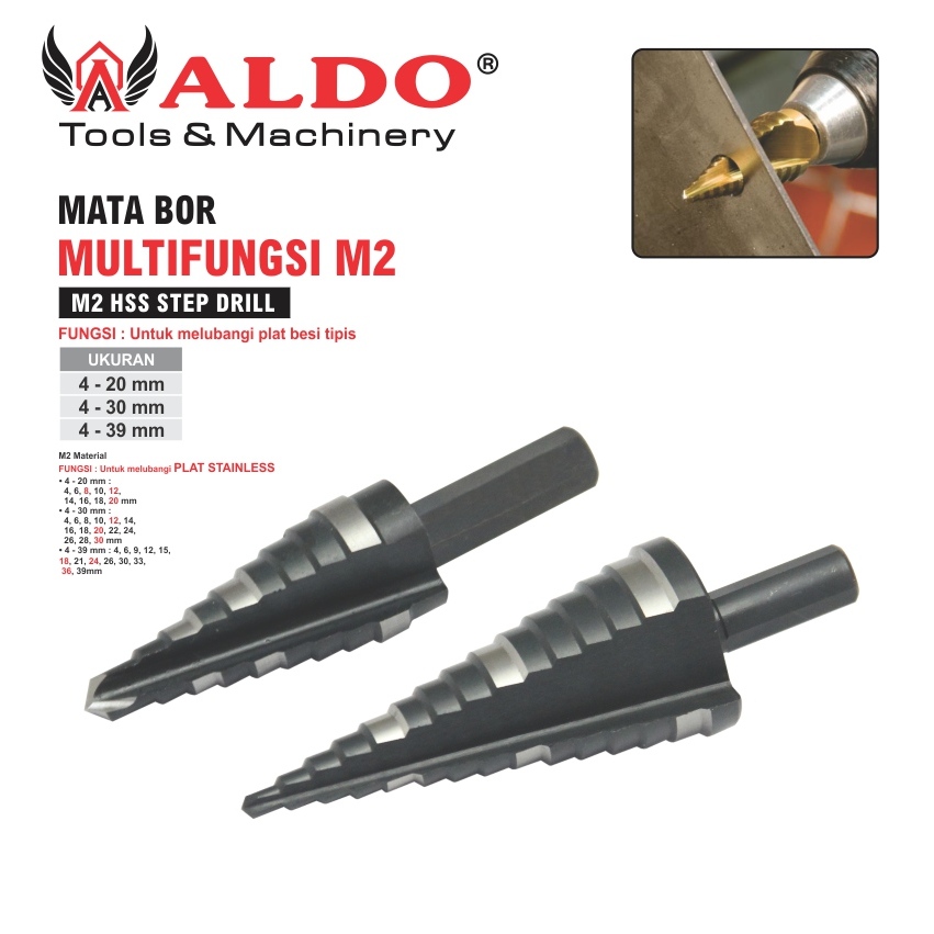 Jual MATA BOR MULTI FUNGSI M2 STAINLESS HITAM / M2 STEP DRILL / MATA ...