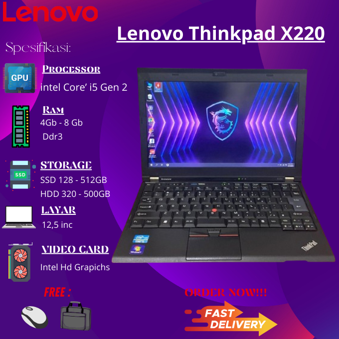 Jual Laptop Murah Lenovo ThinkPad X201 X220 X230 CORE I5/I7 Ram 8GB SSD ...