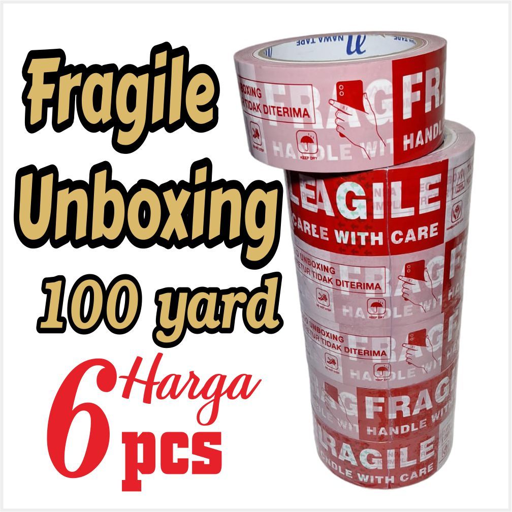 Jual LAKBAN FRAGILE VIDEO UNBOXING PANJANG 100 YARD Harga 6 pcs | Shopee Indonesia