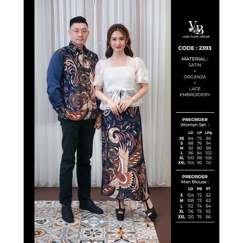 Jual Stelan Batik Satin Rok Panjang Dan Organza Putih (Code : 2393 ...