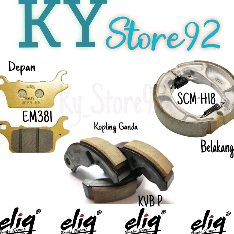 Jual ELIG Paket All In 1 Kampas Rem Depan EM381 Belakang SCM-H18 & Kopling Ganda KVB New Vario ...