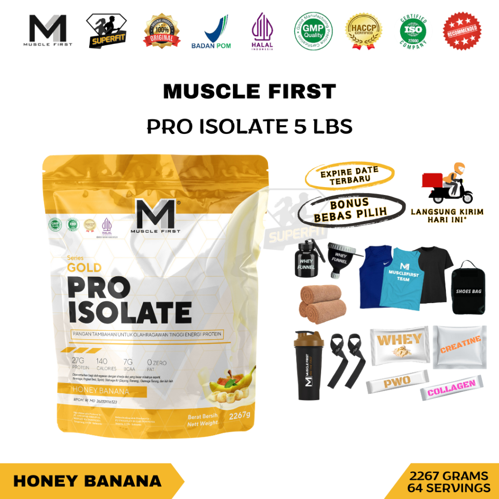 Jual M1 Muscle First Gold Pro Isolate 5 LBS 5LB -M1 Honey Banana Pisang ...