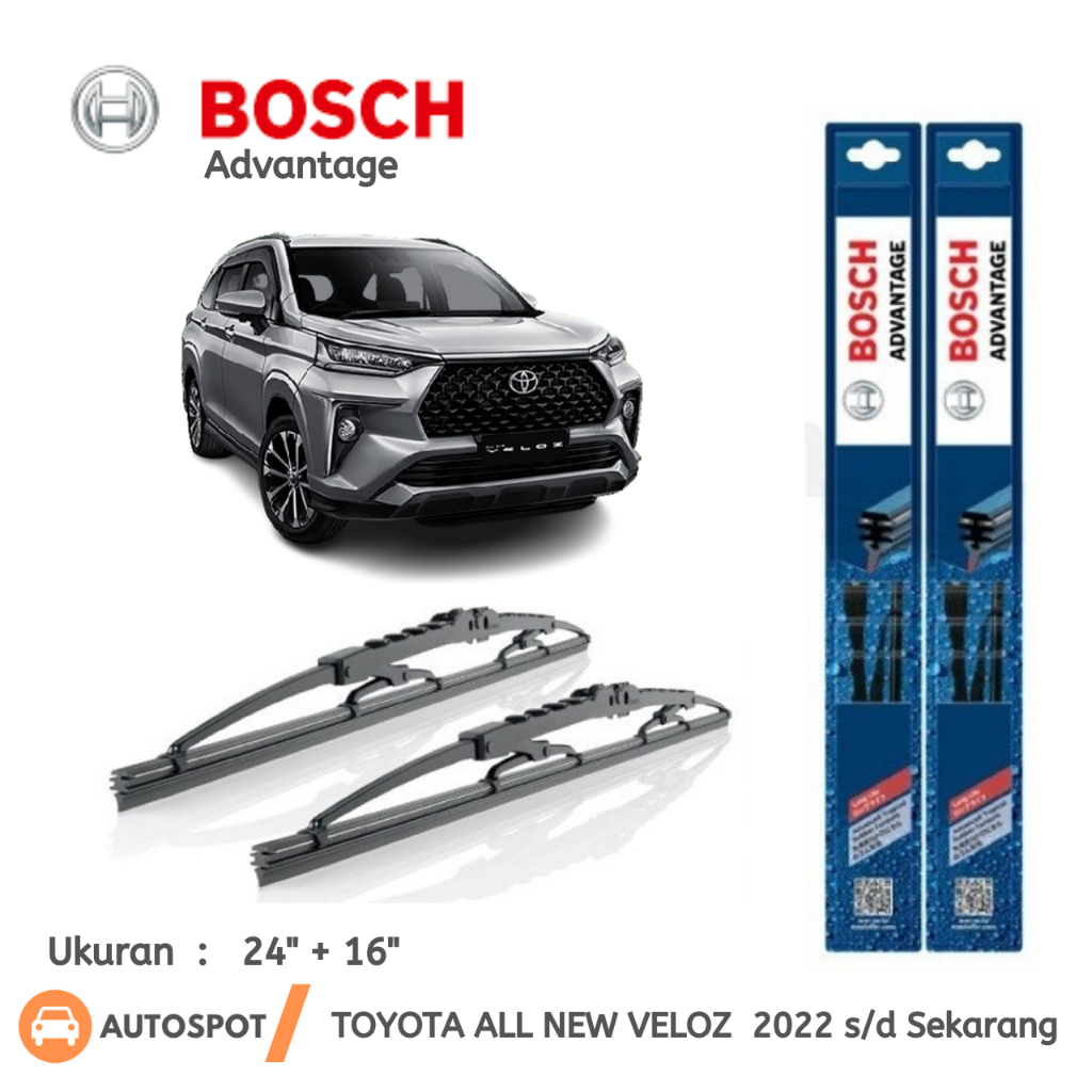 Jual Wiper Depan Mobil Toyota All New Veloz 2022-On Sepasang Bosch Advantage ( 24" & 16 ...