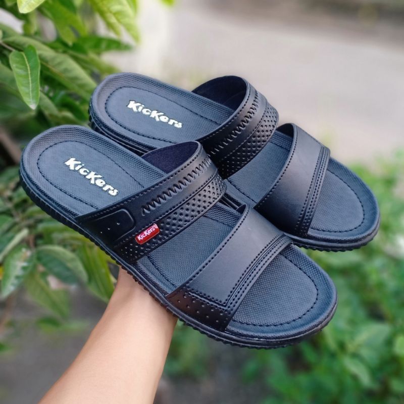 Jual Sandal Kulit Pria Selop Ban 2 Kicres terbaru Sandal cowok Selop ...