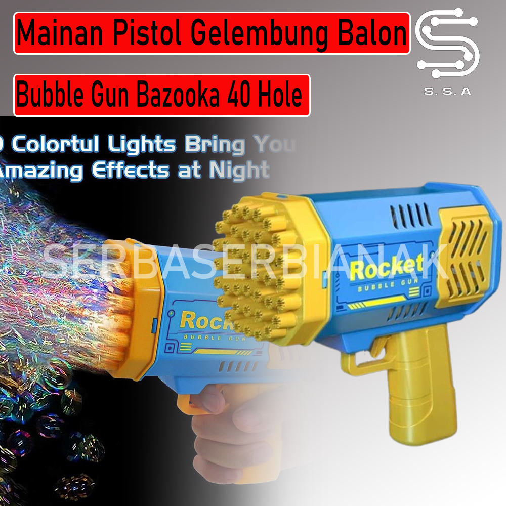 Jual KIMOIST Mainan Pistol Gelembung Balon Bubble Gun Bazooka 40 Hole ...