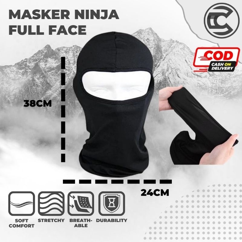 Jual Masker Ninja Full Face Polos Penutup Wajah Pelindung Kepala Helm ...