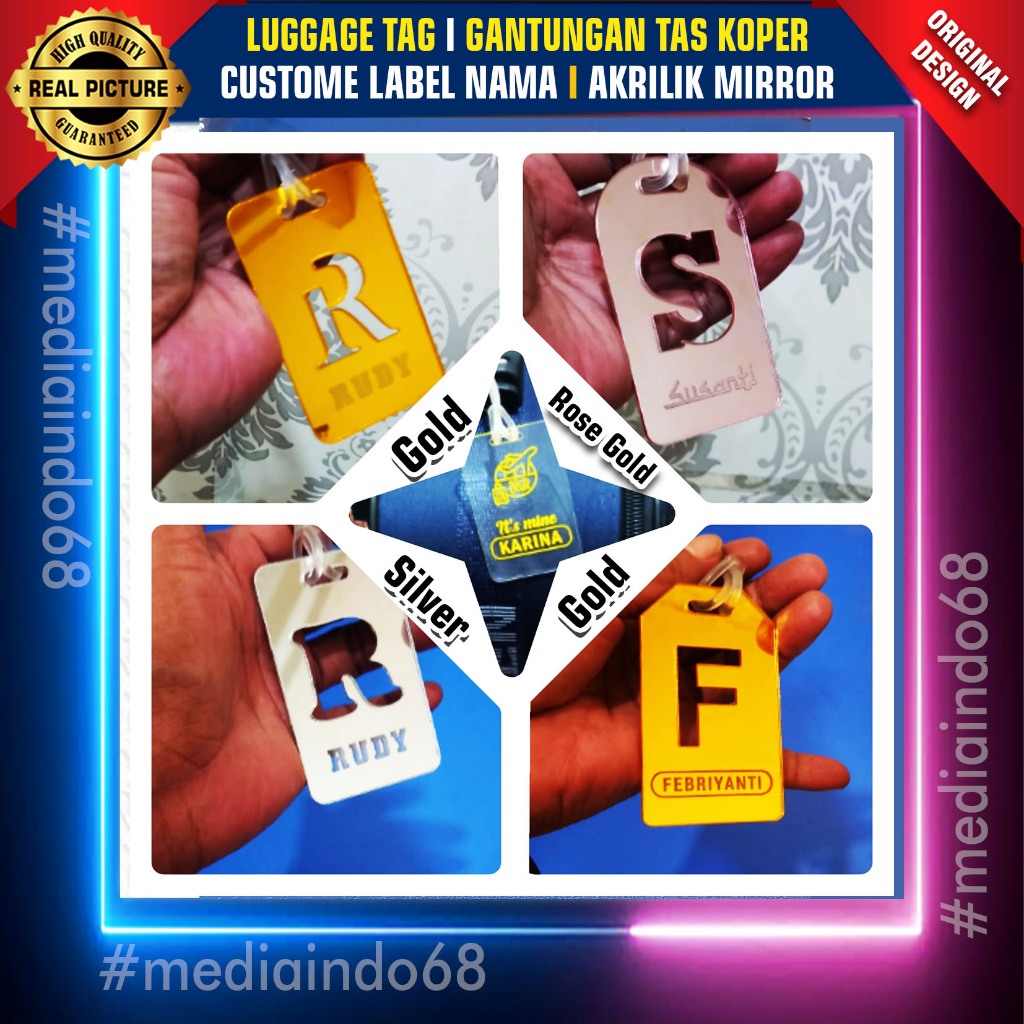 Jual Luggage Tag I Gantungan Tas Koper I Custome Label Nama Akrilik ...