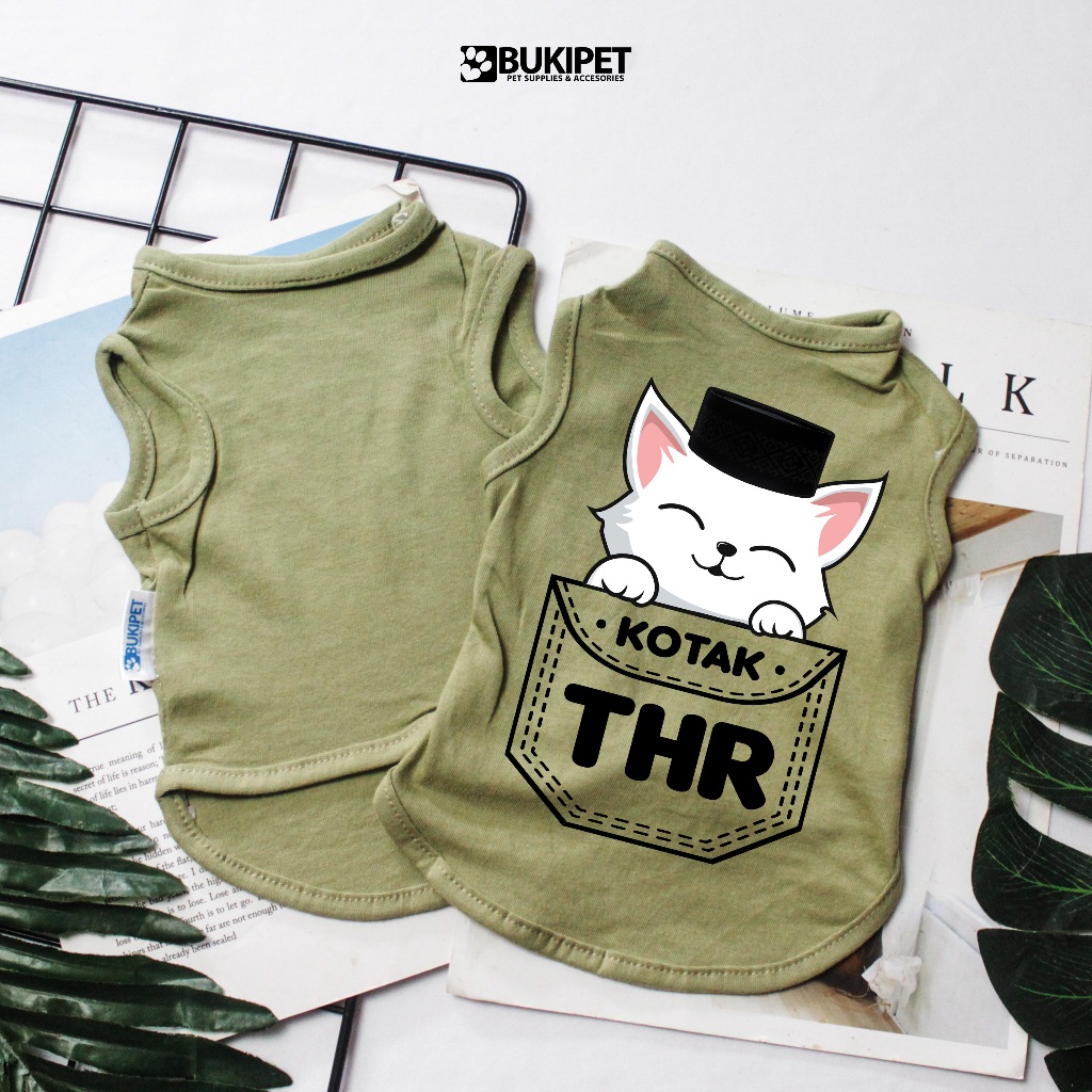 Jual Baju Kucing Anjing Lucu Cowok Cewek Murah - Bukipet THR Pocket Tank | Shopee Indonesia
