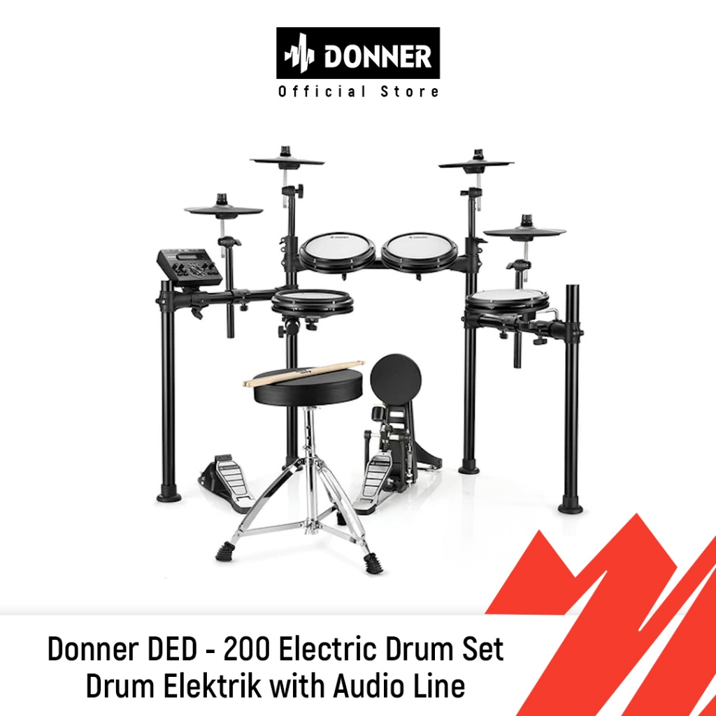 Jual Donner DED - 200 Electric Drum Set | Drum Elektrik with Audio Line ...