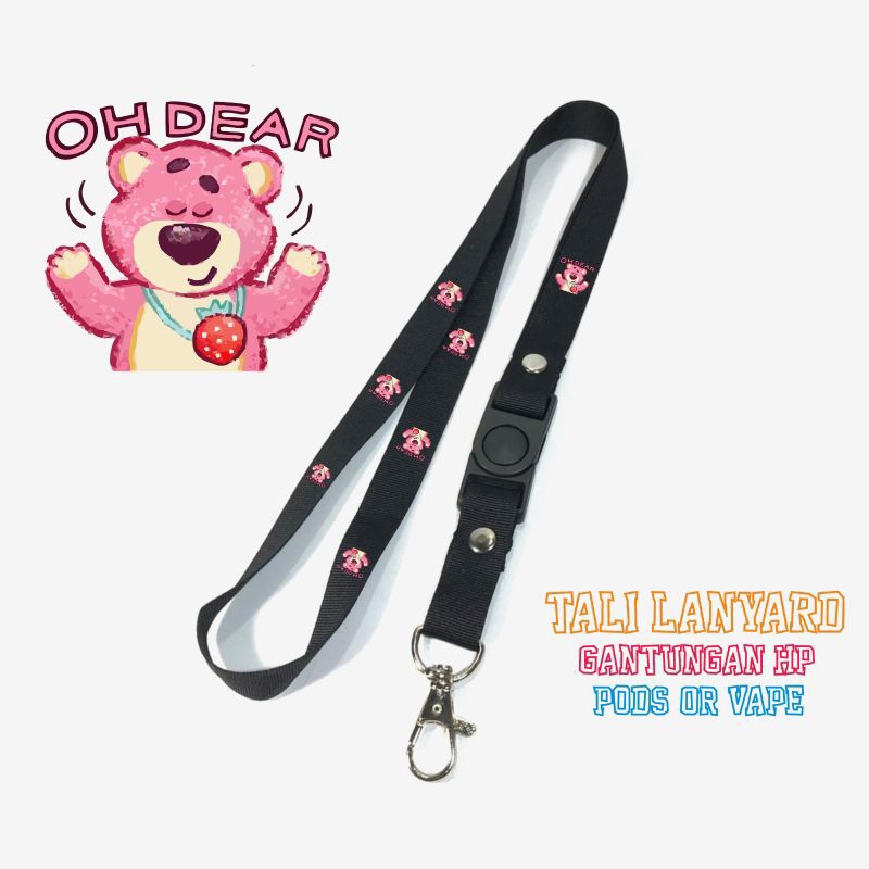 Jual Tali Lanyard LOTSO BEAR STRAWBERRY TOYS STORY / Lanyard Hitam ...