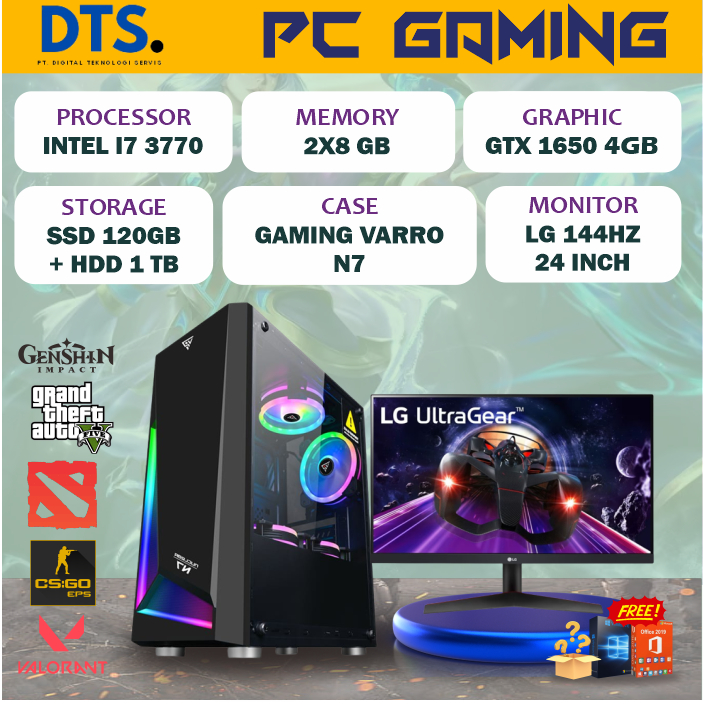 Jual Pc Gaming Rakitan High i7 GTX 1650 Best Gaming Editing Fullset ...