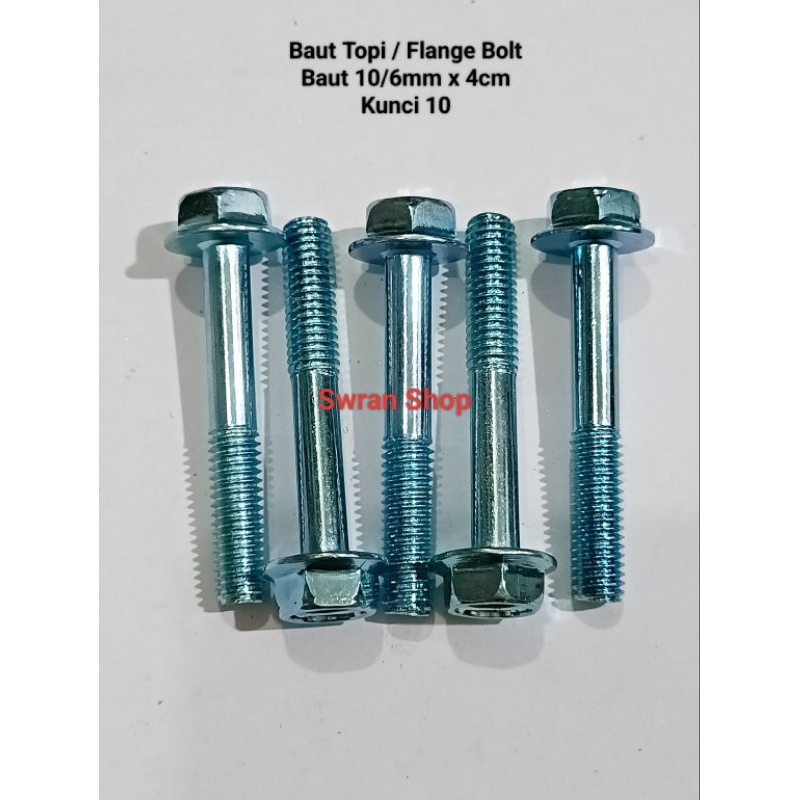 Jual Baut Topi / Flange Bolt 10/ 6mm x 4cm Kunci 10 | Shopee Indonesia