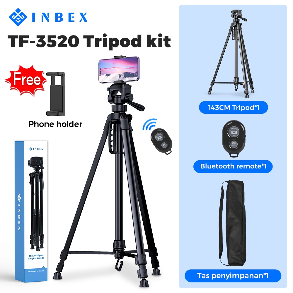 Jual INBEX 3520P Tripod Kamera Tripod Bluetooth Remote+Handphone Holder ...