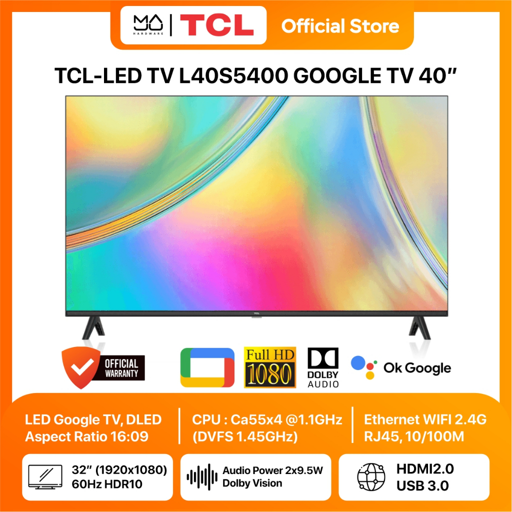 Jual TV TCL 40 inch Smart LED TV L40S5400 - Google TV Garansi Resmi ...