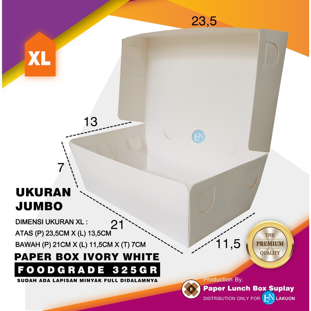 Jual PAPER LUNCH BOX IVORY WHITE UKURAN XL / KEMASAN MAKANAN / PAPER ...