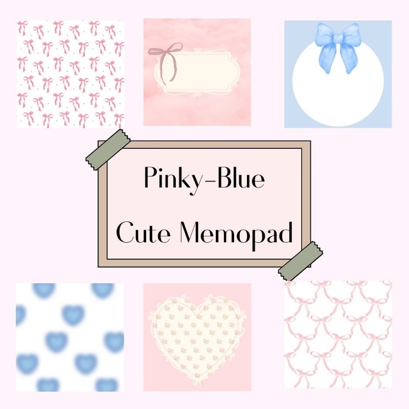 Jual [100 pcs] MEMOPAD AESTHETIC NOTES || MEMO COQUETTE BLUE CUTE ...