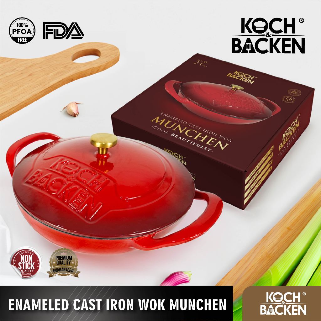 Jual KOCH&BACKEN Wajan Panci Cast Iron Enamel Wok Besi Cor Anti Lengket ...