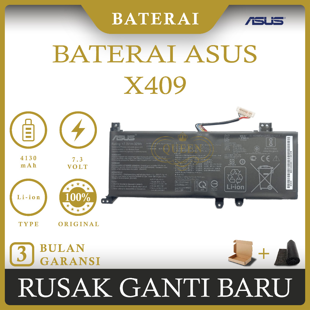 Jual Baterai Laptop Asus Vivobook A409-X409 Series ORIGINAL MODEL= B21N1818-2 | Shopee Indonesia