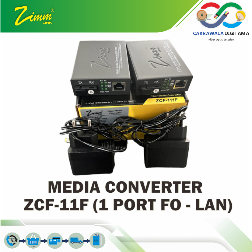 Jual Media Converter Fullset 1 LAN to 1 FO Tipe ZCF-111F Merk Zimmlink | Shopee Indonesia