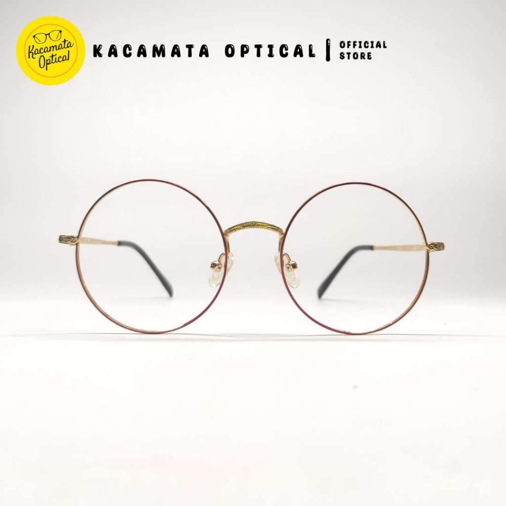 Jual KACAMATA OPTICAL - Frame KMO116 Bulat Gold Besi Plastik | Shopee ...