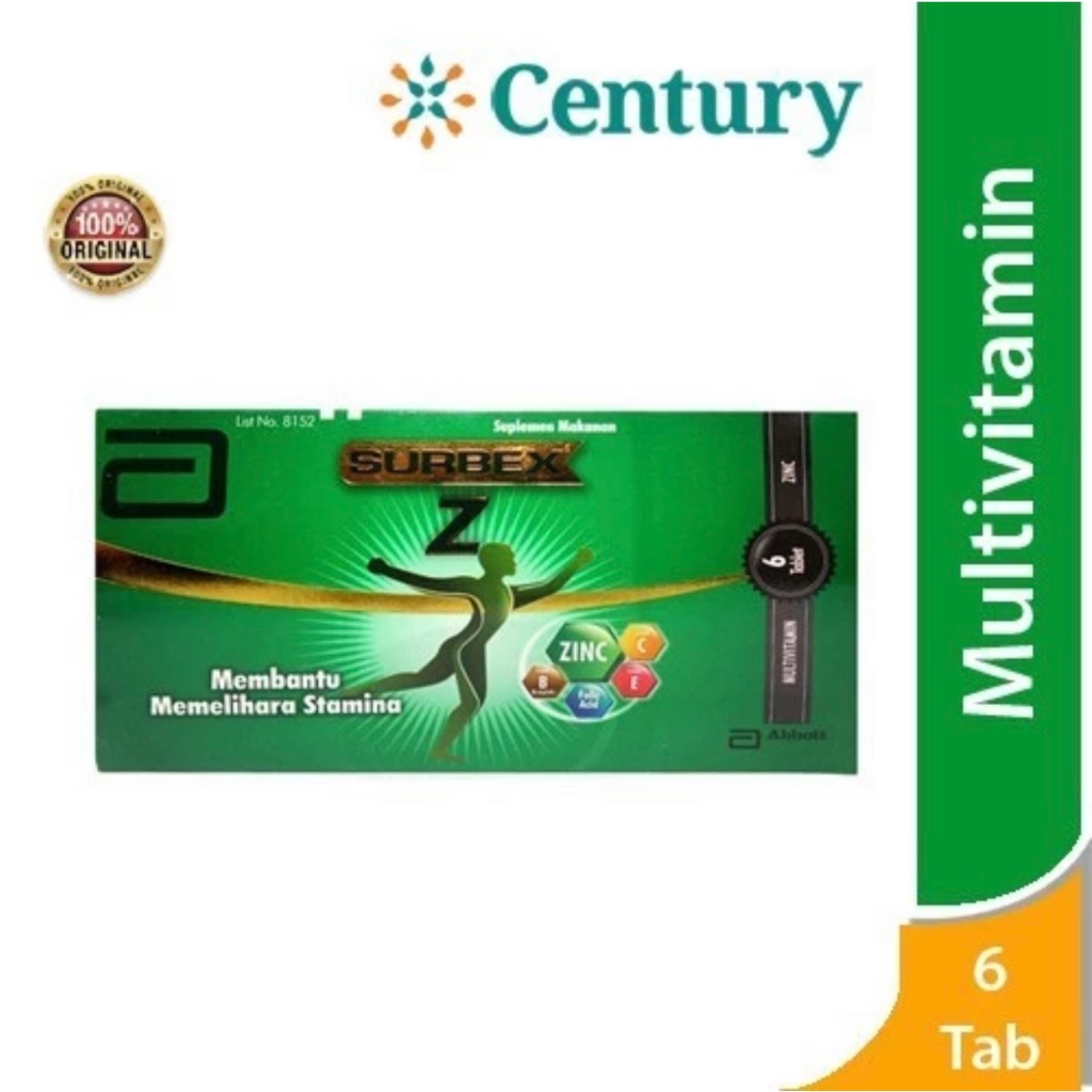 Jual Surbex-Z tablet 1 strip isi 6 tablet/ Multivitamin dan Mineral ...