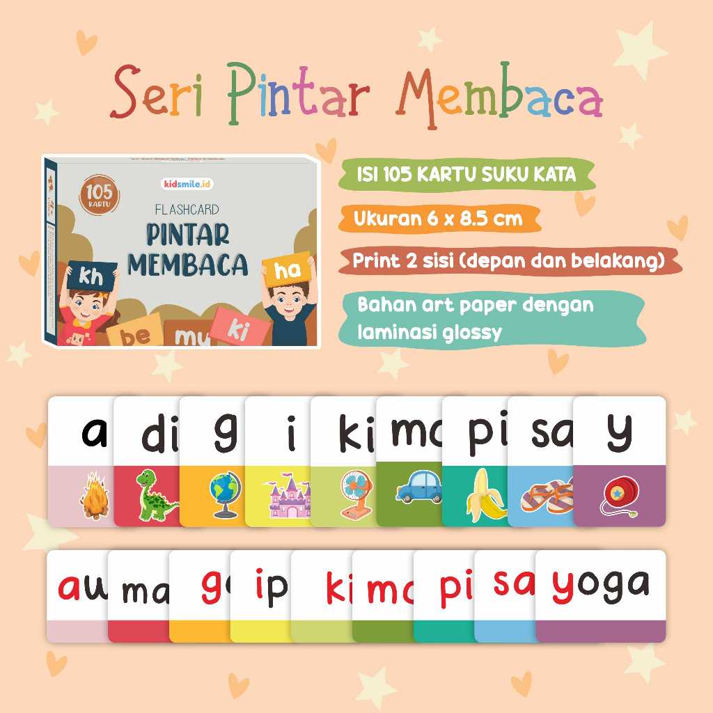 Jual Flash Card Pintar Membaca Flashcard Suku Kata Mainan Edukasi ...