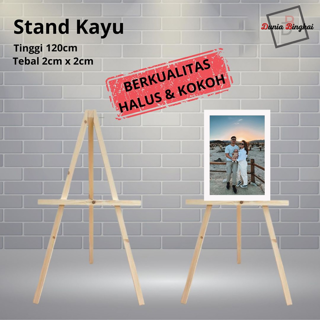 Jual STANDING KAYU UK 120cm / STANDING TRIPOD KAYU PAPAN / STAND FRAME ...