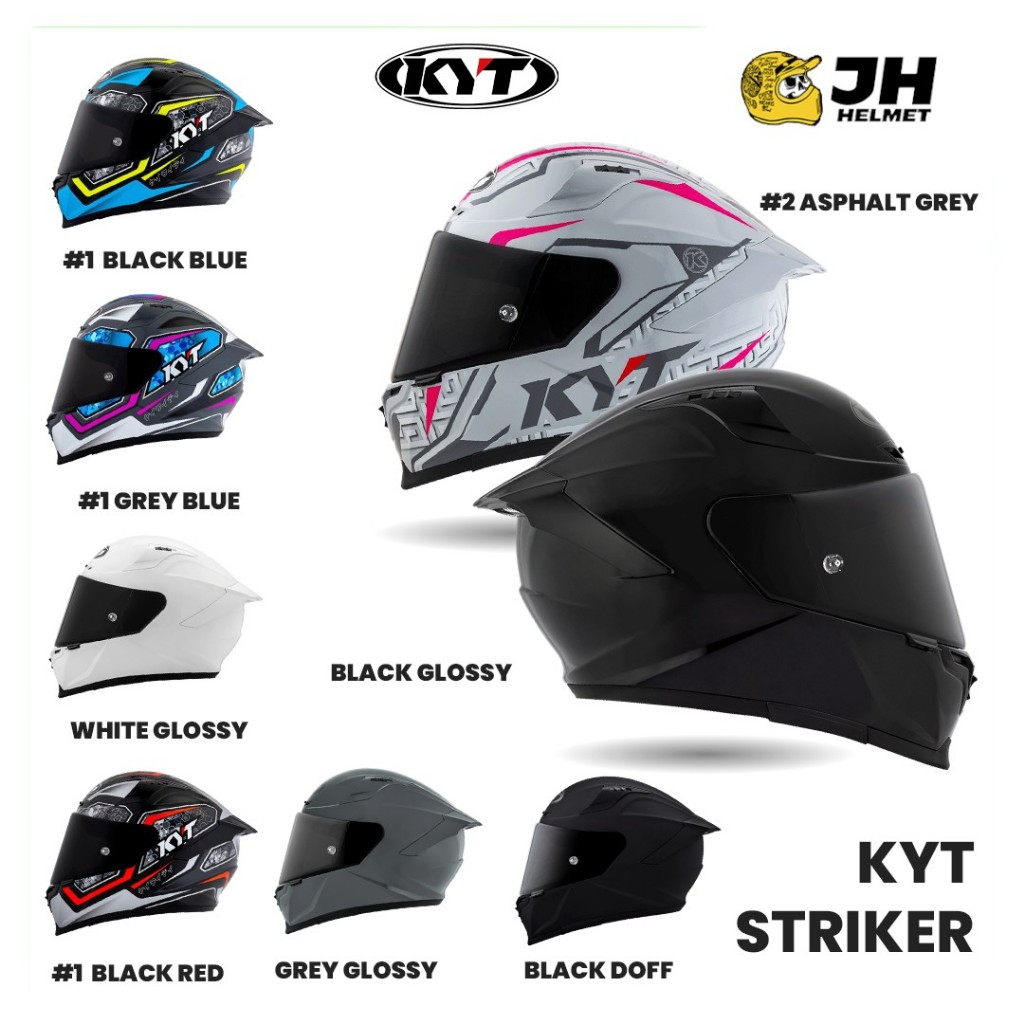 Jual Helm KYT Striker Solid & Motif | Full Face Visor | Motorcycle ...
