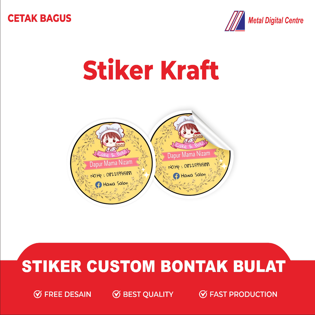Jual Cetak Stiker KRAFT ( CUTTING BULAT ) Cetak Stiker Label Kemasan ...
