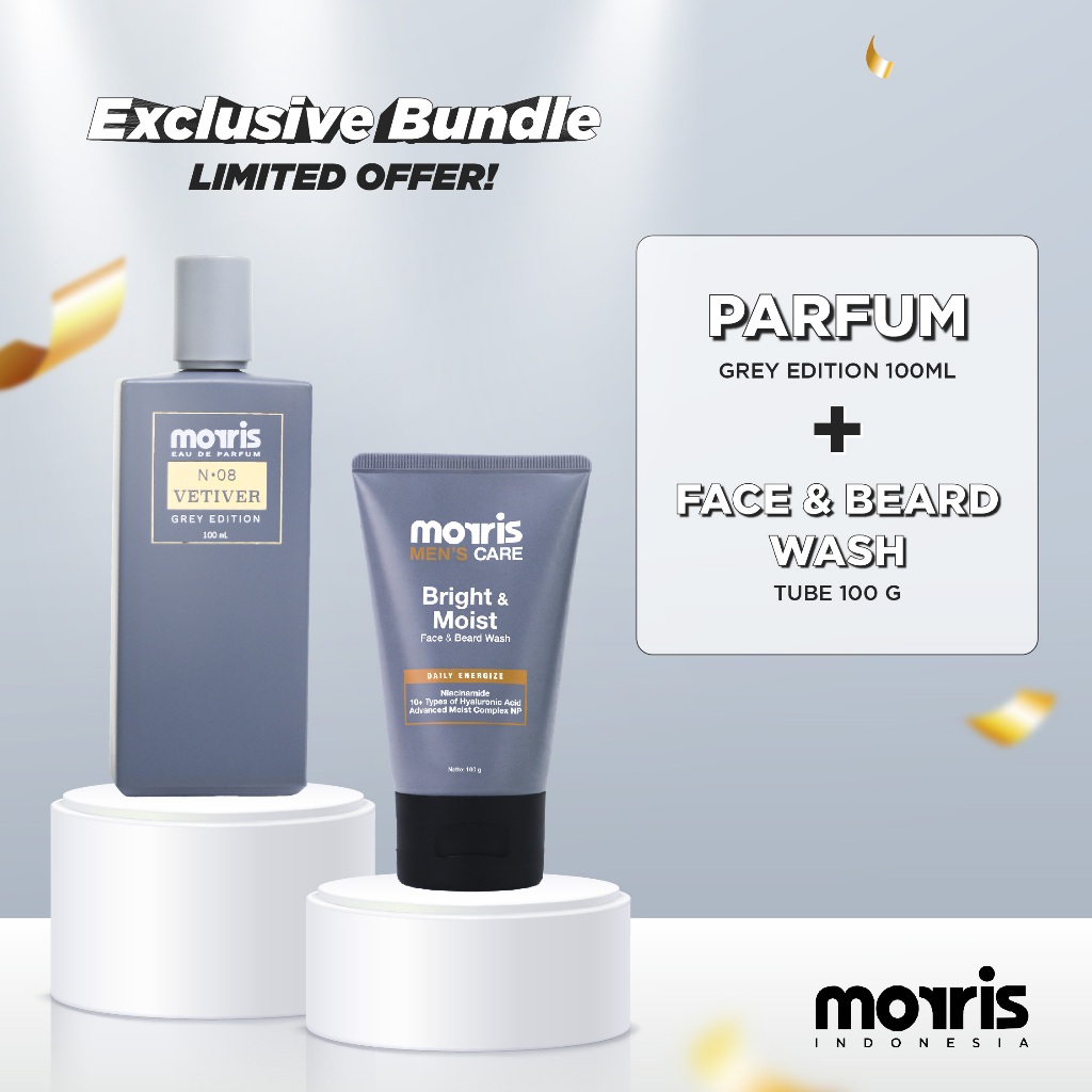 Jual EXCLUSIVE BUNDLE - MORRIS Grey Edition X Facial Wash Bright and ...