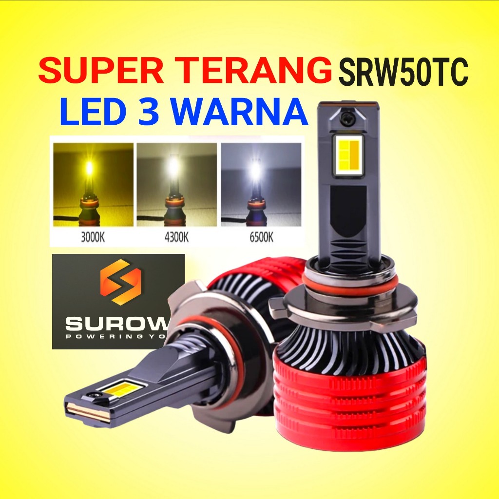 Jual LAMPU LED MOBIL 3 WARNA SUROW SRW50TC H4 H11 H1 HB3 HB4 9005 9006 ...