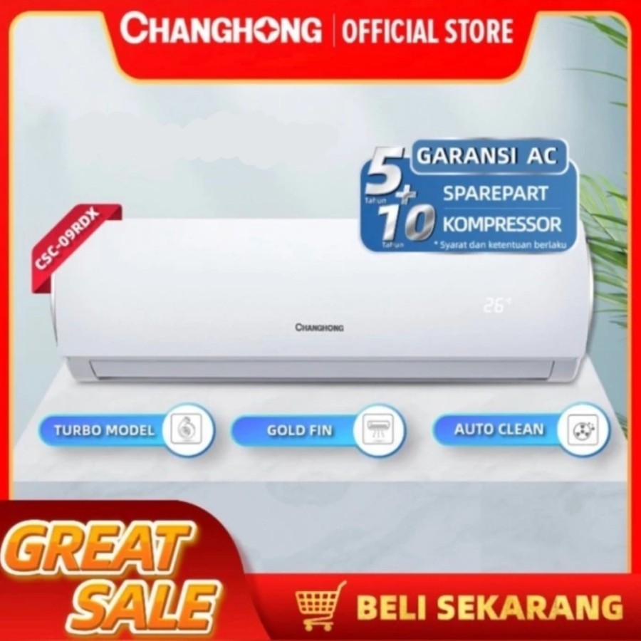 Jual AC 1pk Low Watt Changhong CSC-09RDX + Pasang 1 pk CSC09RDX goldfin R32 | Shopee Indonesia