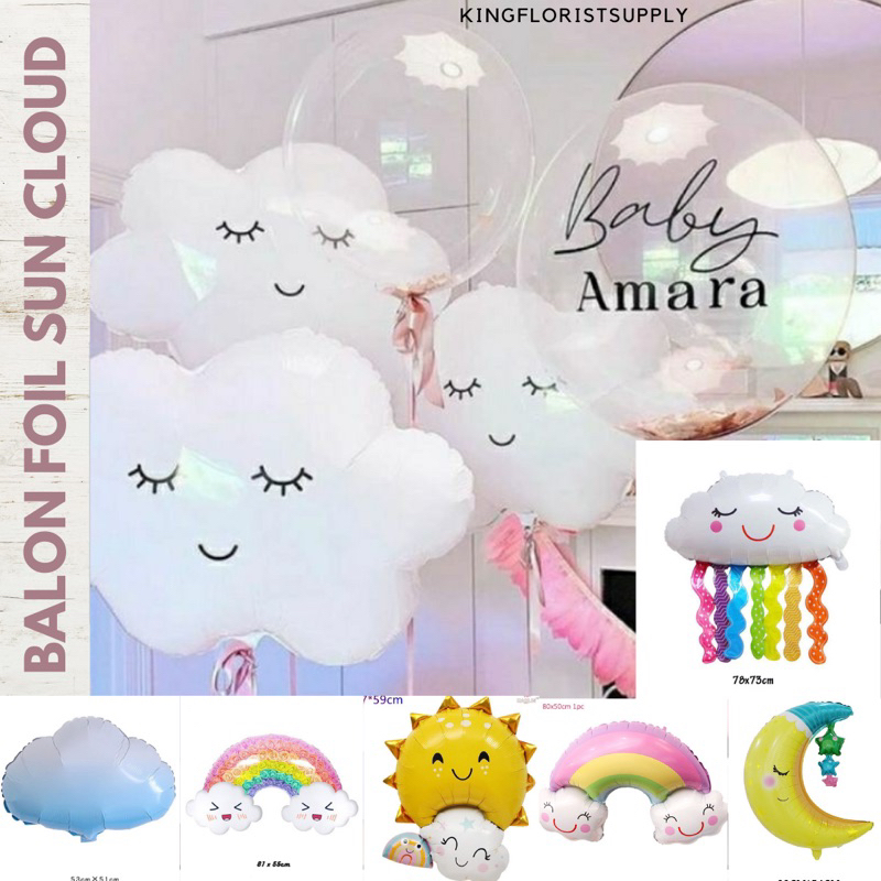 Jual BALON FOIL BENTUK AWAN PELANGI BULAN / BALLOON SUN CLOUD RAINBOW ...