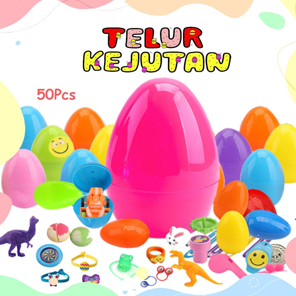 Jual 50 PCS Surprise Egg Mainan Anak Telur Kejutan Telur Hadiah Mainan ...