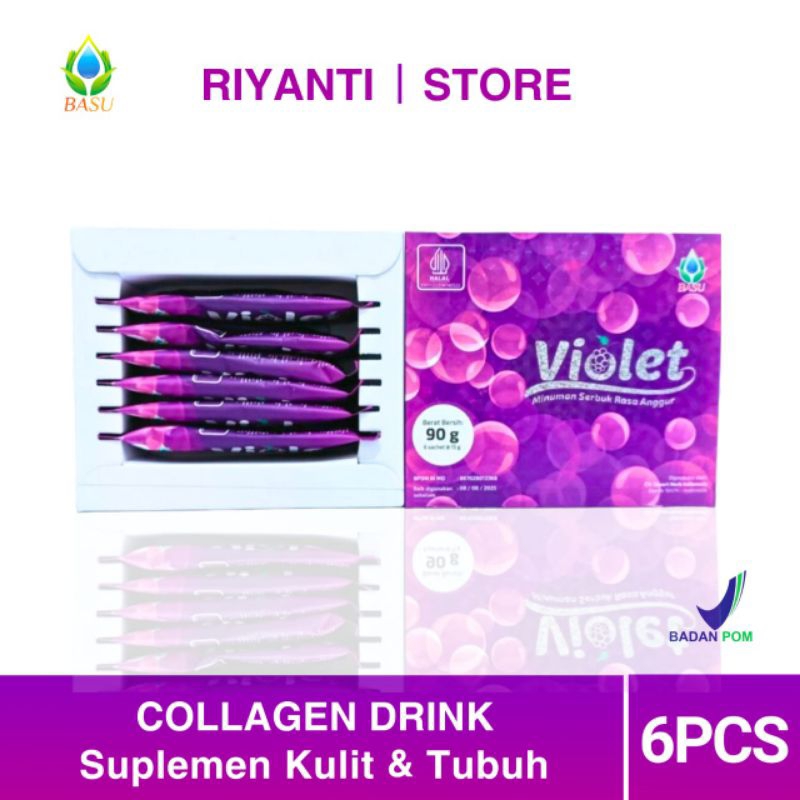 Jual Violet Collagen Drink Minuman Serbuk Rasa Anggur 1 Box | Shopee ...