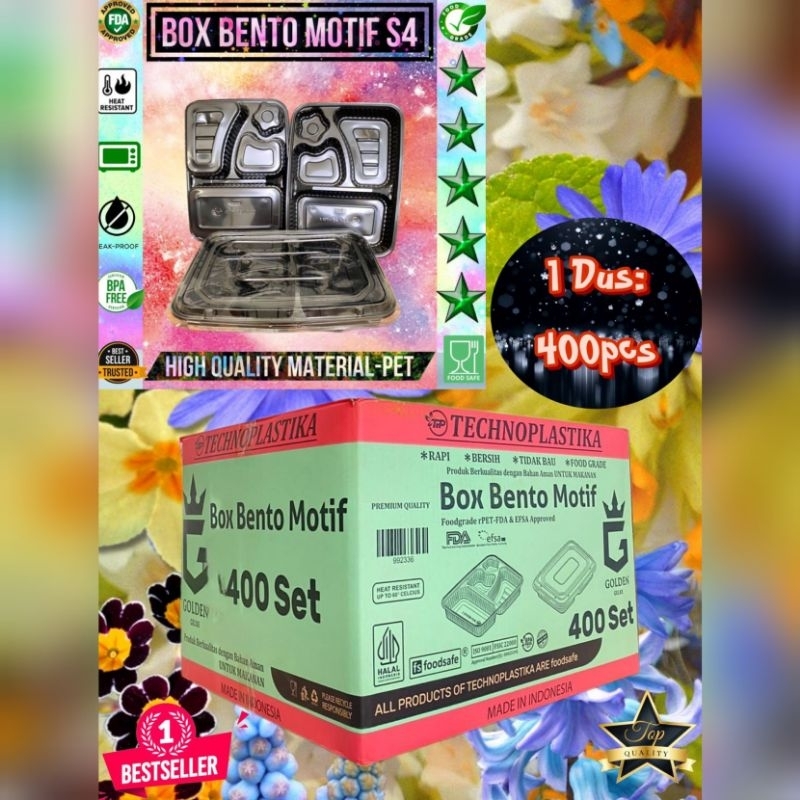 Jual 1 DUS ISI 400 MIKA BOX BENTO SEKAT 4 TECHNO TRAY SEKAT 4 TECHNO ...