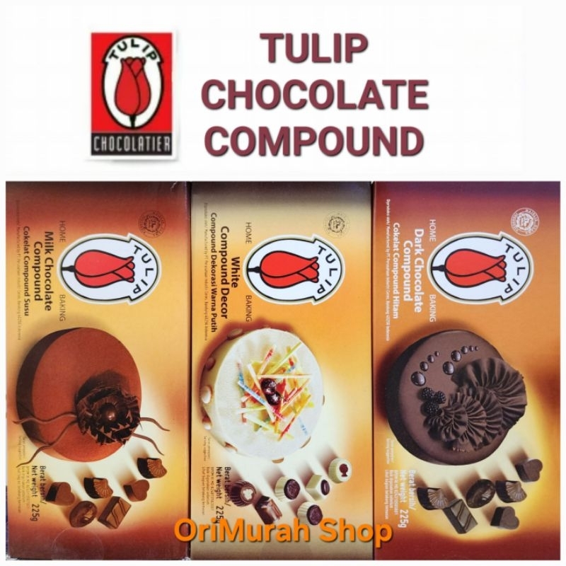 Jual Tulip Milk White Dark Chocolate Compound 225 Gram Coklat Hitam ...