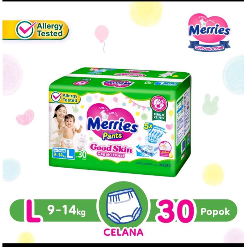 Jual Merries Pants Good Skin ukuran L isi 30 pcs XL 26pcs XXL 28 pcs ...