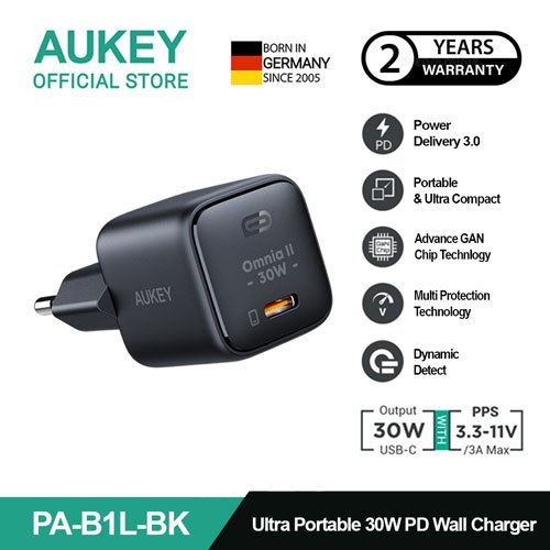 Jual [FS] Aukey Charger Type C 30W GAN PD 3.0 PPS Fast Charging PA-B1L ...