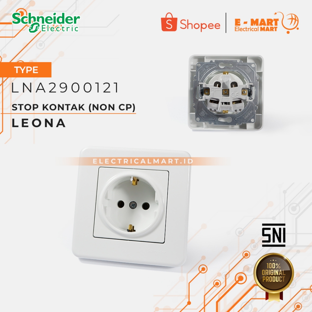 Jual Schneider Leona Stop Kontak 1 Gang Schuko Non CP LNA2900121 ...