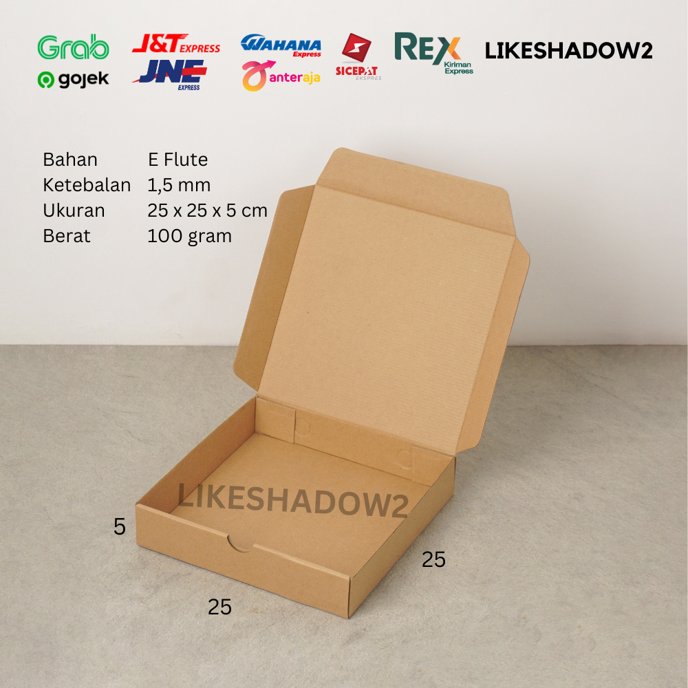 Jual Pizza Box/ 25x25x5 cm/ 25 x 25 x 5 cm coklat-coklat/ Kardus ...