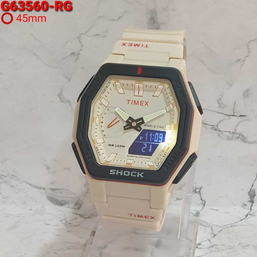 Jual Jam Tangan Pria Original Timex Dual Time Persegi Strap Rubber ...