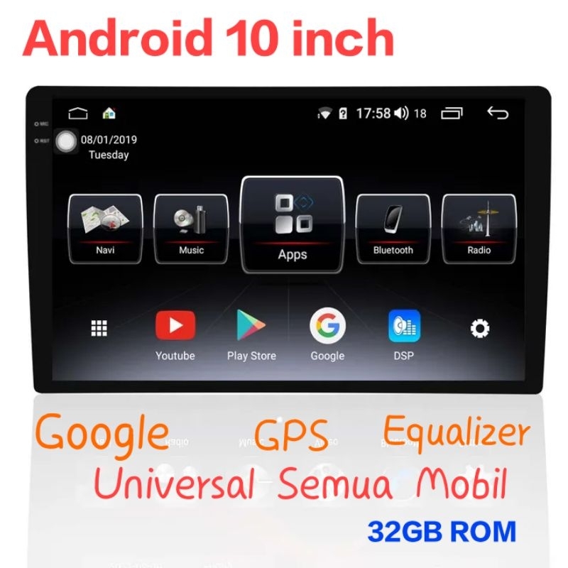 Jual android 8.1 layar 10 inch tape mobil double din head unit 2 din ...