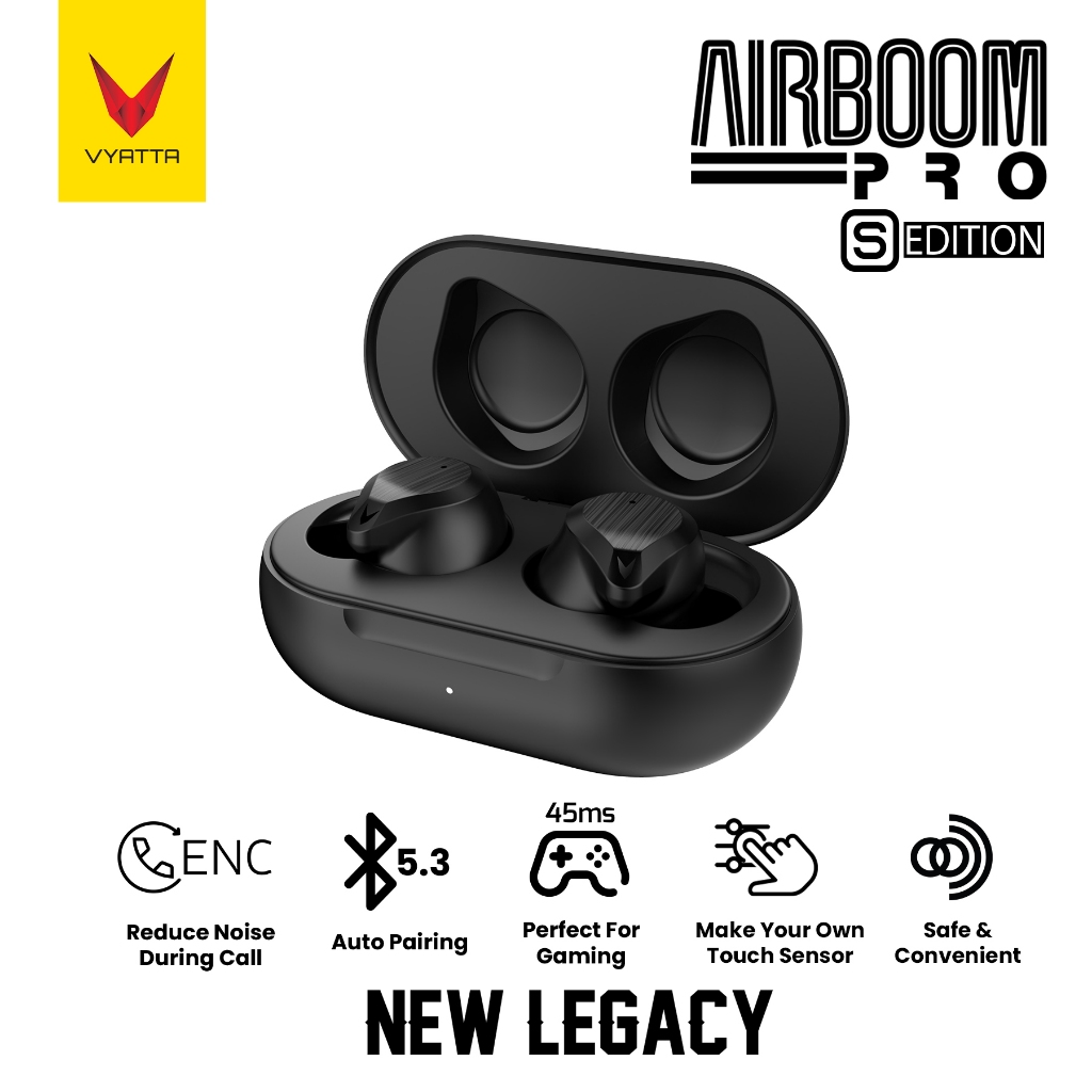 Jual VYATTA Airboom Pro S Tws Bluetooth Headset Earphone Enc Eq Setting ...